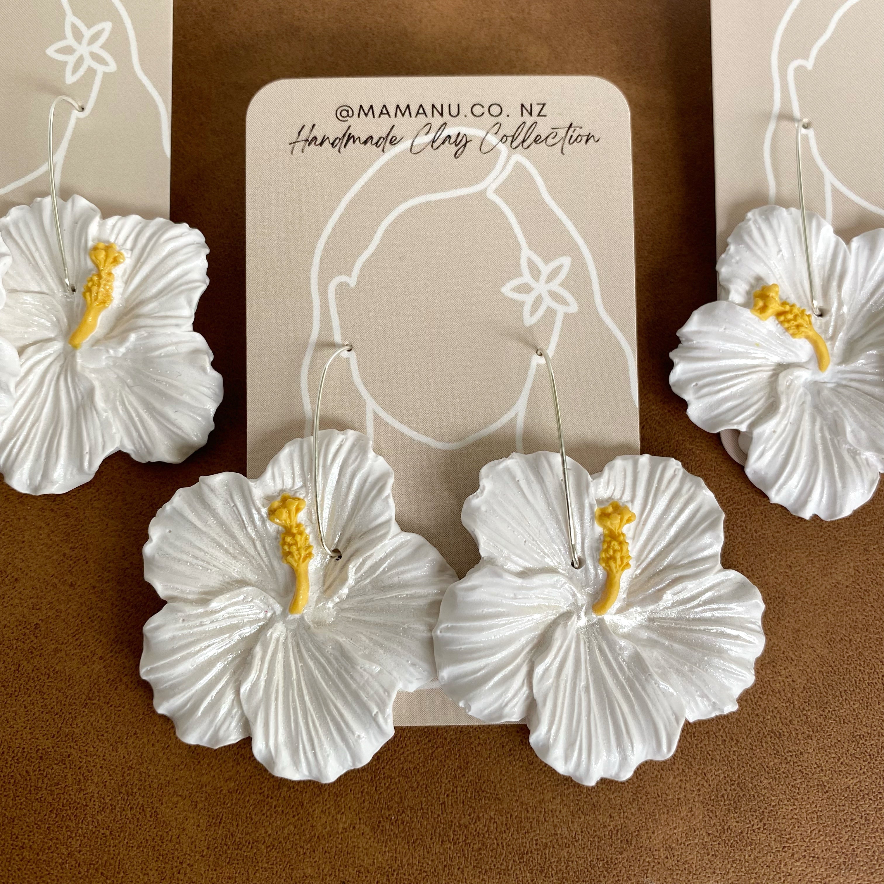 MAMANU | Clay Hibiscus Statement Earrings (Red) – mamanu.co.nz